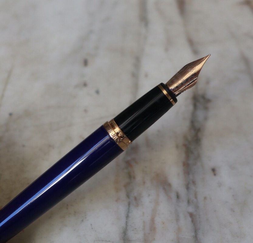 Stylo plume Waterman etalon laque bleu nuit - plume en or massif 18 ...